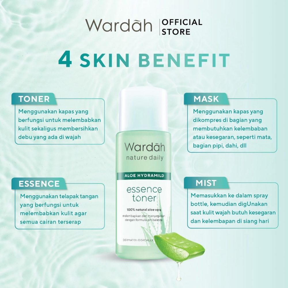Wardah Nature Daily Aloe Hydramild Toner Essence 100ml - Wardah Beauty ...