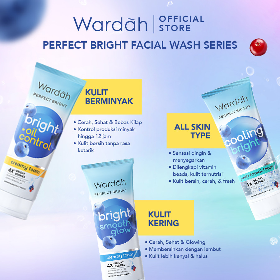 BRIGHT NOW CLAY OIL FACIAL FOAM 50ML - Wardah Beauty Brunei